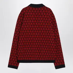 Valentino Garavani Jacquard Patterned Cardigan Toute La V Red/navy