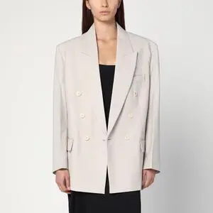 Victoria Beckham Pumice-coloured Double-breasted Jacket - Gray