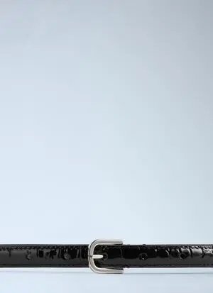 TOTEME Croco-embossed Leather Belt - Black