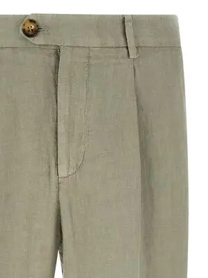 Brunello Cucinelli Linen Gabardine Trousers - Green