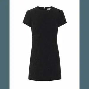 Saint Laurent Jacquard Mini Dress With Monogram Logo - Black