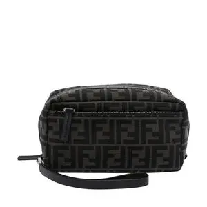 Fendi Ff Logo Double Zip Beauty Case - Brown