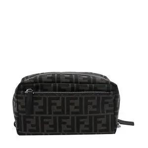Fendi Ff Logo Double Zip Beauty Case - Brown