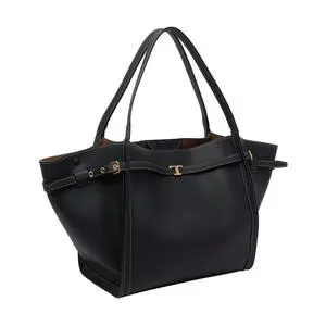 TOD'S Medium Leather Shopping Bag With T Timeless Logo