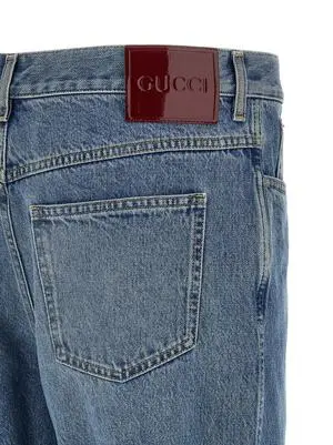 Gucci Délavé Effect Denim Jeans - Blue