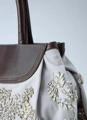 Dries Van Noten Embellished Leather-trim Handbag