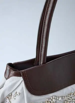 Dries Van Noten Embellished Leather-trim Handbag