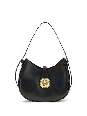 Versace Small Emblème Hobo Lambskin Shoulder Bag - Black