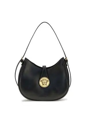 Versace Small Emblème Hobo Lambskin Shoulder Bag - Black