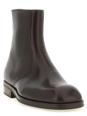 LEMAIRE Leather Ankle Boots - Brown