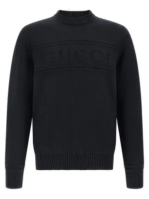 Gucci Intarsia Knit Cotton And Wool Sweater - Blue