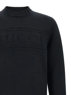 Gucci Intarsia Knit Cotton And Wool Sweater - Blue