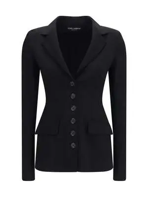 Dolce & Gabbana Stretch Wool Single Breasted Jacket - Black