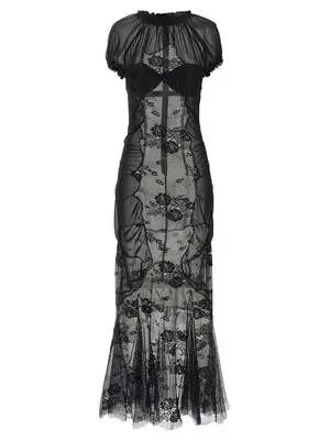 Attico Lace Tulle Dress - Black