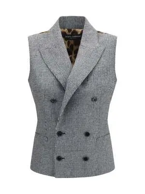 Dolce & Gabbana Prince Of Wales Double Breasted Vest - Gray