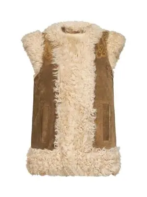ETRO ETRO Shearling Vest With Peacock Embroidery