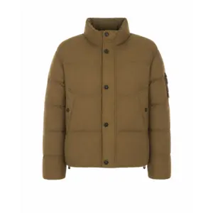 Stone Island Logo Garment Dyed Padded Bomber - Green