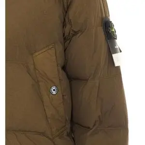Stone Island Logo Garment Dyed Padded Bomber - Green