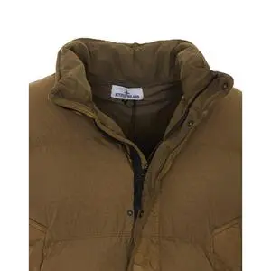 Stone Island Logo Garment Dyed Padded Bomber - Green
