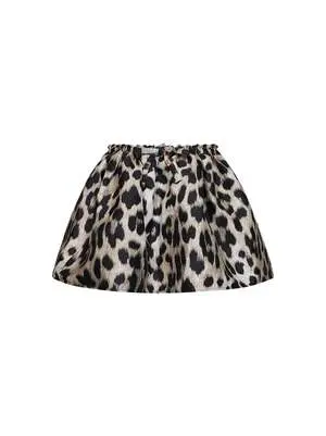 Givenchy Beige Leopard Jacquard Flared Mini Skirt - Multicolor