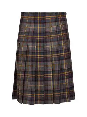 Etro Stretch Wool Plaid Pleated Short Skirt