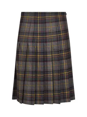 Etro Stretch Wool Plaid Pleated Short Skirt - Multicolor