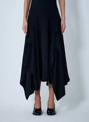 Yohji Yamamoto Paneled Flare Midi Skirt - Black
