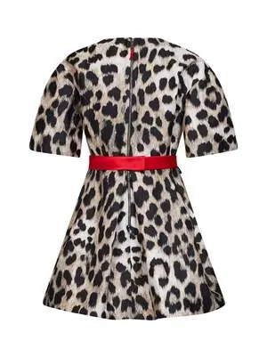 Givenchy Beige Leopard Jacquard Cocoon Mini Dress