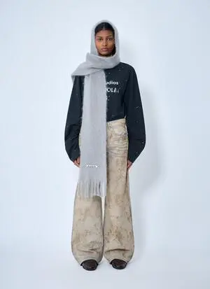 Acne Studios Fringed Wool Scarf - Gray