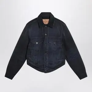 Balenciaga Navy Jacket With Curved Waist - Blue