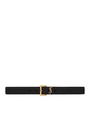 Saint Laurent Cassandre Belt With Square Buckle In Hammered Leather
