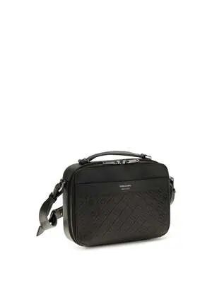 FERRAGAMO Leather Crossbody Bag With Embossed Gancini Pattern