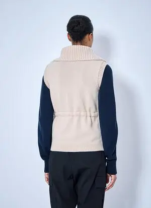 Moncler Sherpa-lined Knitted Vest - Cream