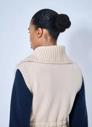 Moncler Sherpa-lined Knitted Vest - Cream
