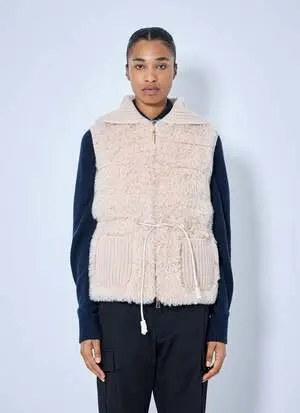 Moncler Sherpa-lined Knitted Vest - Cream