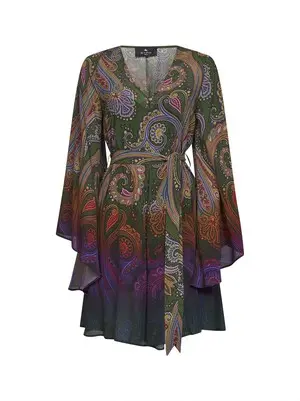 Etro Paisley-printed Belted Mini Dress - Multicolor