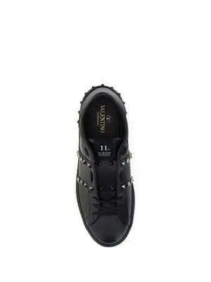 Valentino Garavani Rockstud Untitled Calf Leather Sneakers - Black