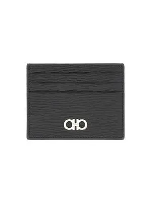 FERRAGAMO Leather Card Holder - Black