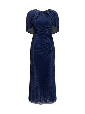 SELF-PORTRAIT Midi Dress With Cape Sleeves - Blue