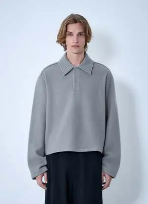 RIER Oversized Polo Knit Jumper - Gray