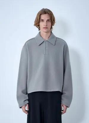 RIER Oversized Polo Knit Jumper - Gray