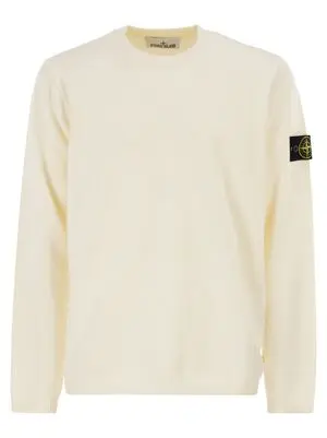 Stone Island Loose-fitting Ribbed Crew Neck Jumper - Cream