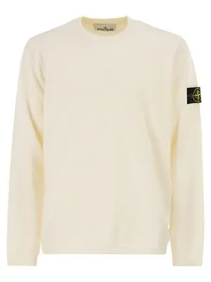 Stone Island STONE ISLAND Loose-Fitting Ribbed Crew Neck Jumper Cream