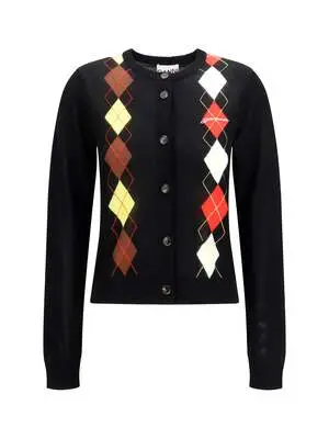 GANNI Diamond-pattern Cardigan - Black