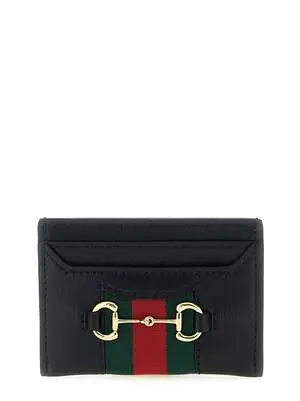 Gucci Web Horsebit Card Holder - Black