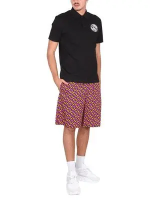 Versace Shorts With La Greca Print - Multicolor