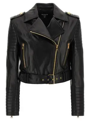 Balmain Leather Jacket - Black