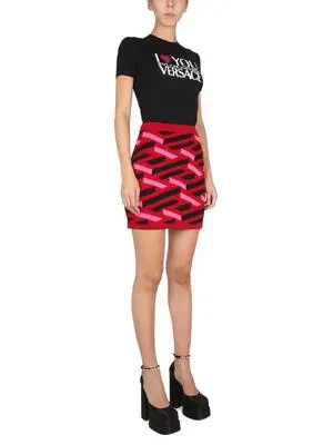 Versace La Greca Knit Skirt - Multicolor