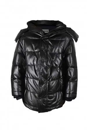 Balenciaga Leather Down Jacket - Black