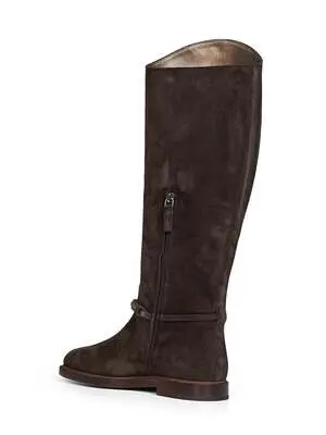 Brunello Cucinelli Pepper Suede Boot With Precious Strap
